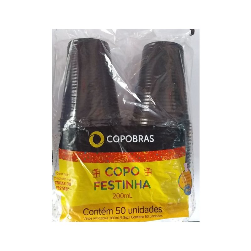 Copo Aniversário C/50 Preto Copobras