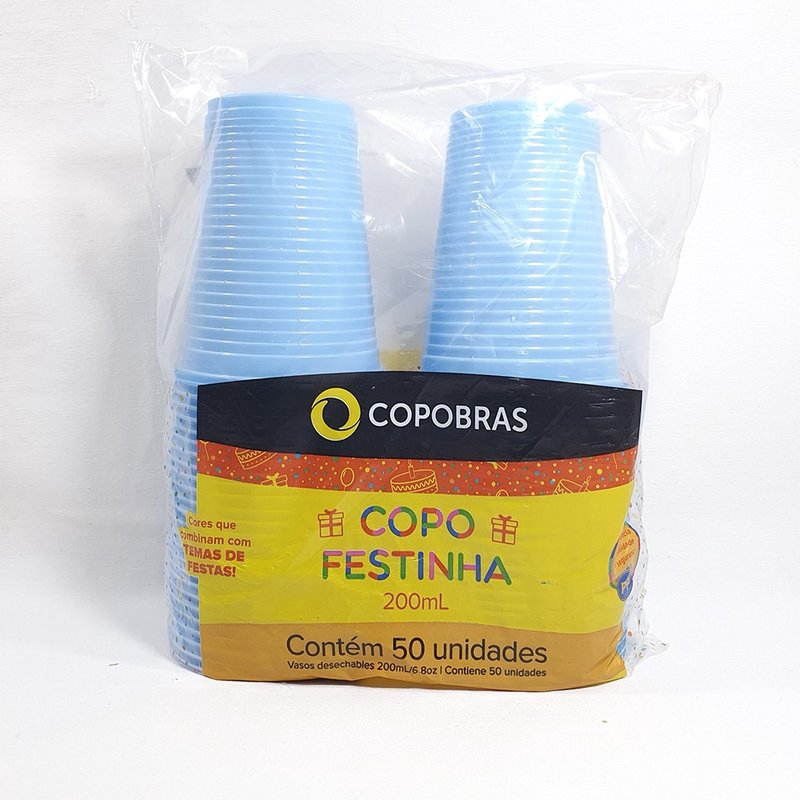 Copo Aniversário C/50 Azul Claro Copobras
