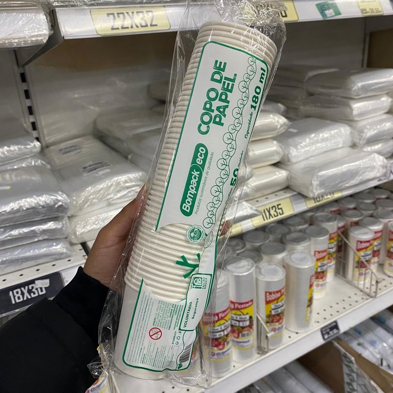 Copo De Papel Eco Bompack 180ml C/50 Branco UNICO
