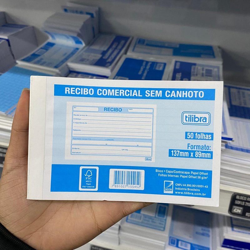 Bloco Recibo Sem Canhoto Tilibra 50 Folhas