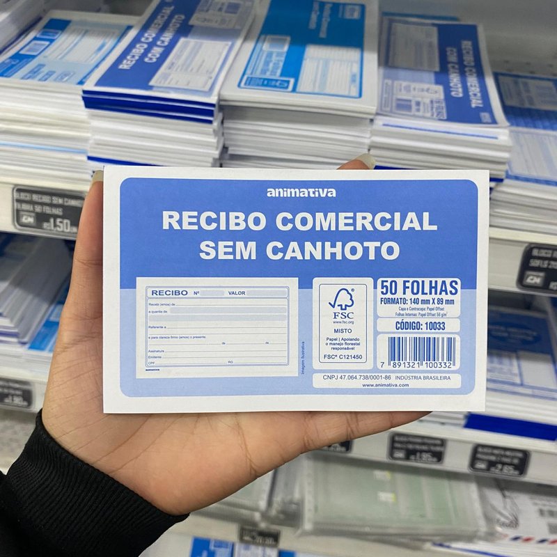 Bloco Recibo Comercial Sem Canhoto 50 Folhas Animativa