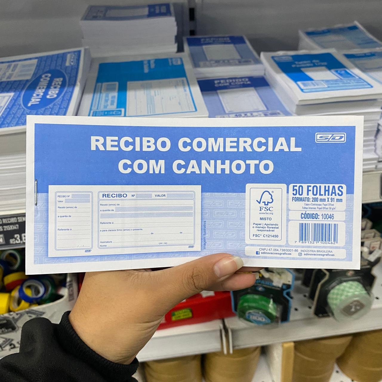 Bloco Recibo Comercial Com Canhoto 50 Folhas São Domingos/animativa